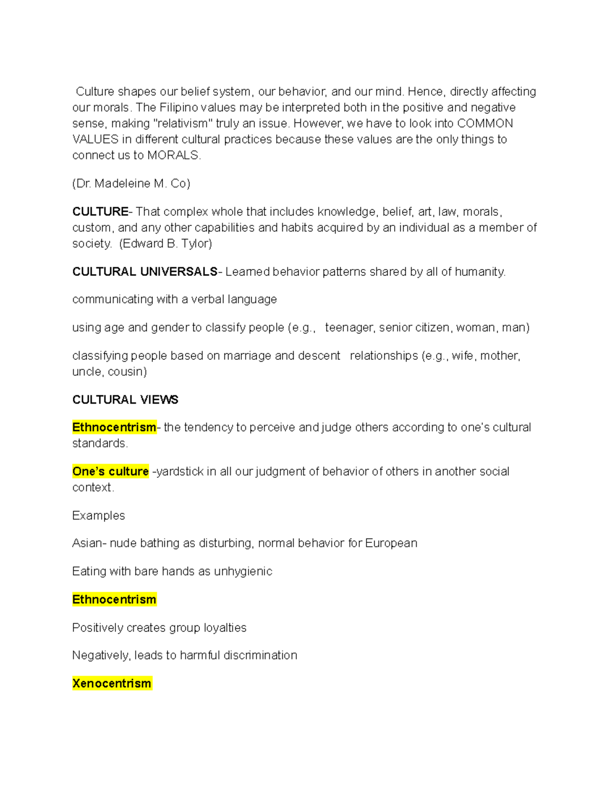 M4 Culture AND Morality - Culture shapes our belief system, our ...