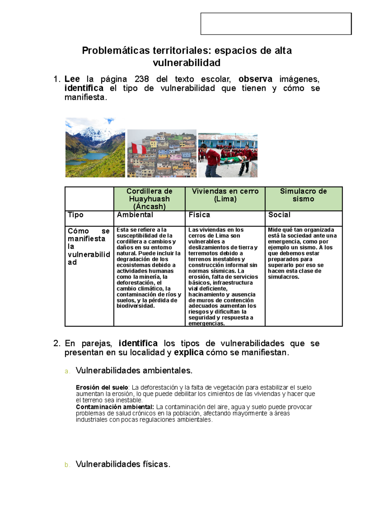 Problemáticas territoriales Espacios de alta vulnerabilidad - Lee la ...