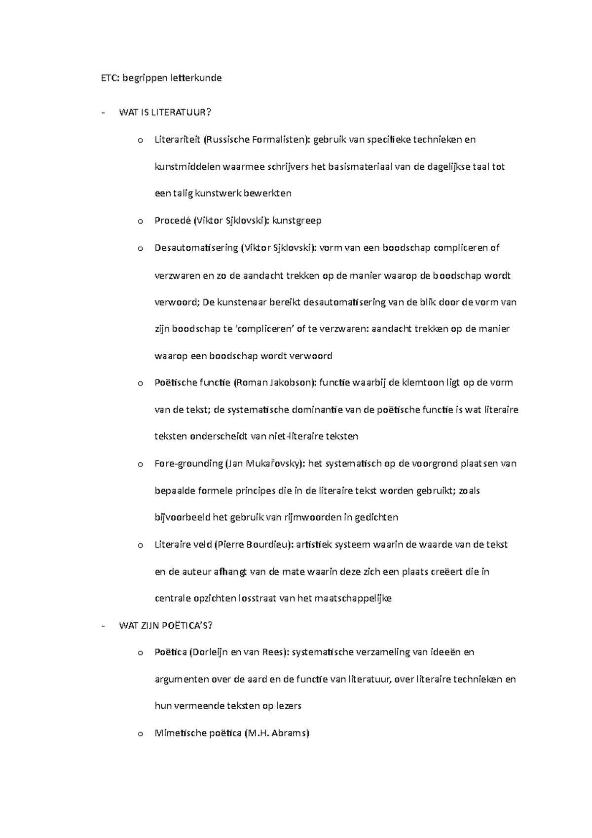 ETC - ETC begrippen taalkunde - ETC: begrippen letterkunde WAT IS ...
