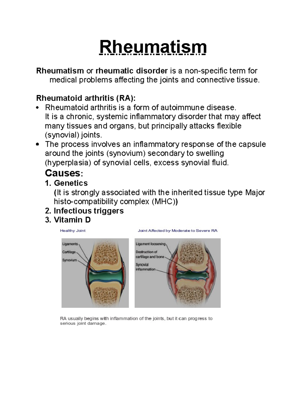 Rheumatism - Rheumatism Rheumatism or rheumatic disorder is a non ...
