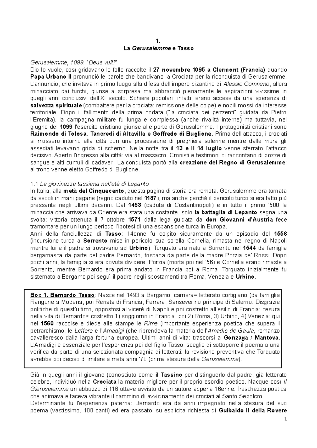 Guida alla lettura della Gerusalemme Liberata, Russo - 1. La ...