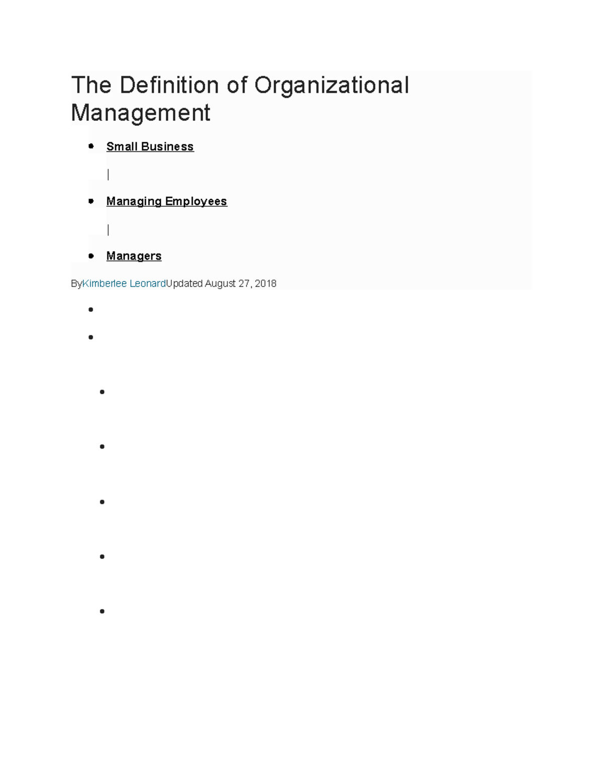 Organizational Management - The Definition of Organizational Management ...
