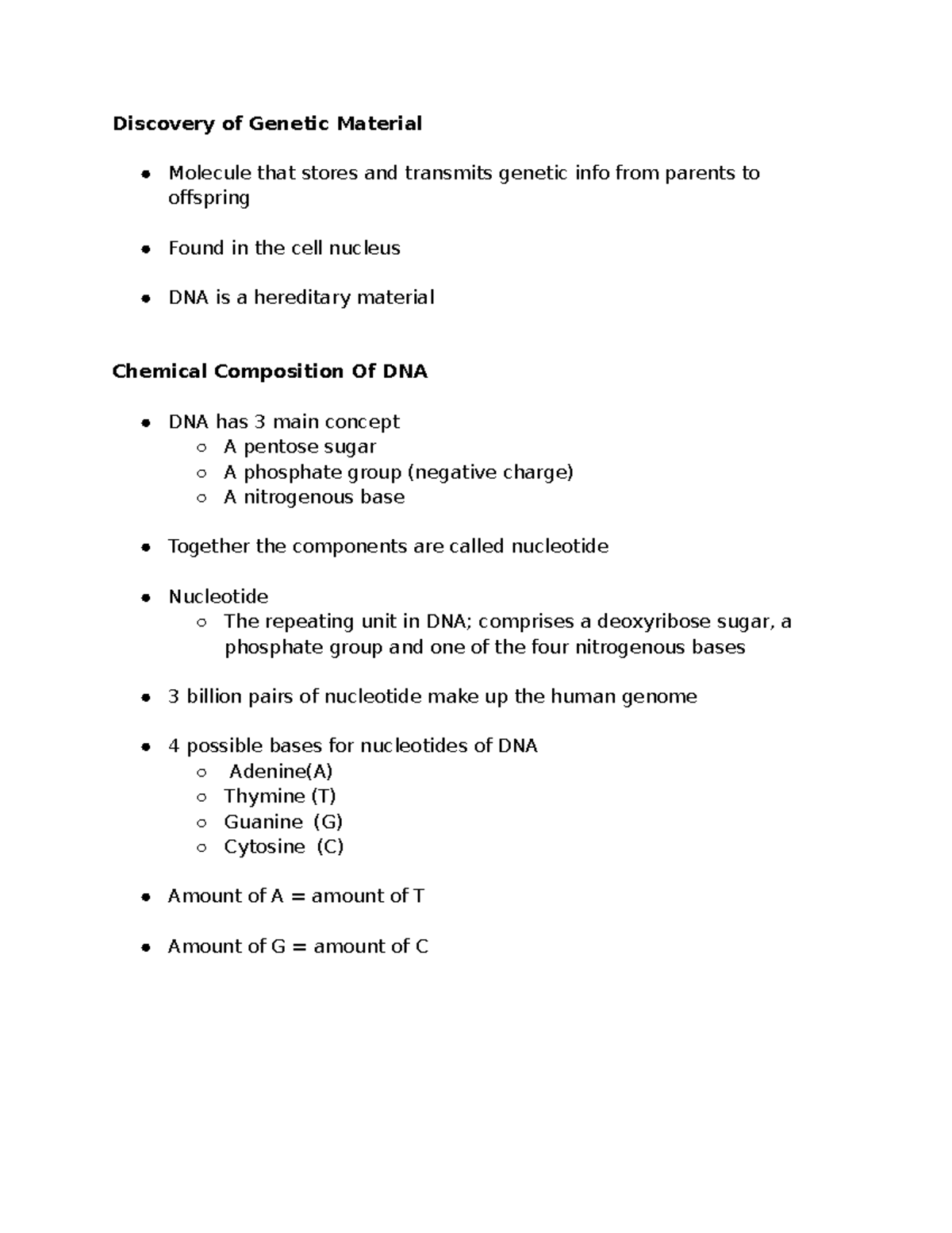 Bio-Genetics - Genetics Notes - Discovery of Genetic Material Molecule ...