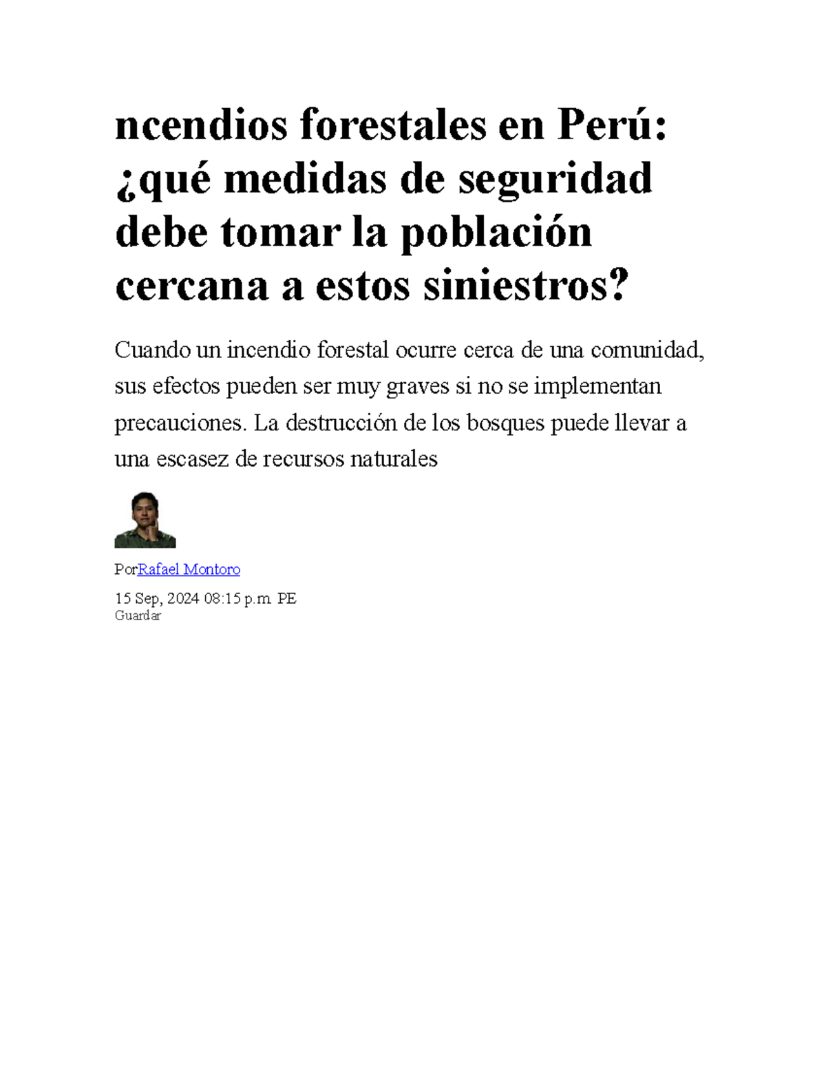 Aa - fghfd - Gestión de Proyectos - ncendios forestales en Perú: ¿qué ...
