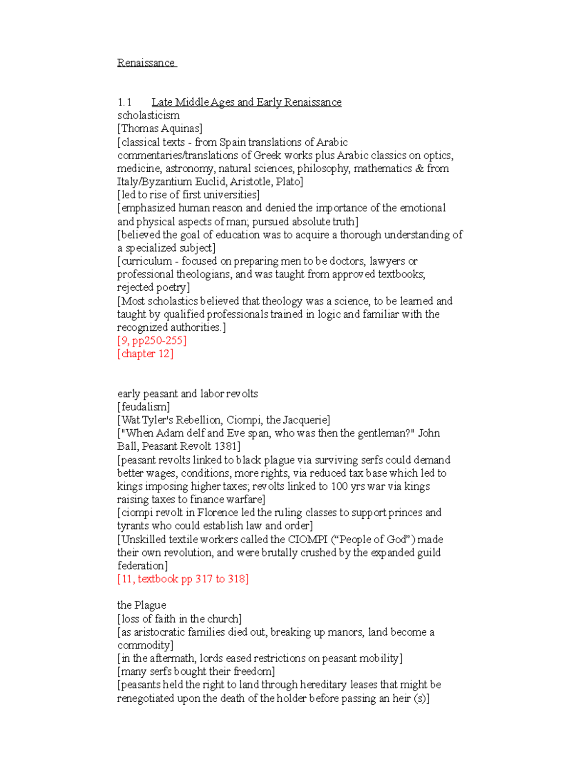 European History Lecture Notes for Lectures 1 through 13 - Renaissance ...