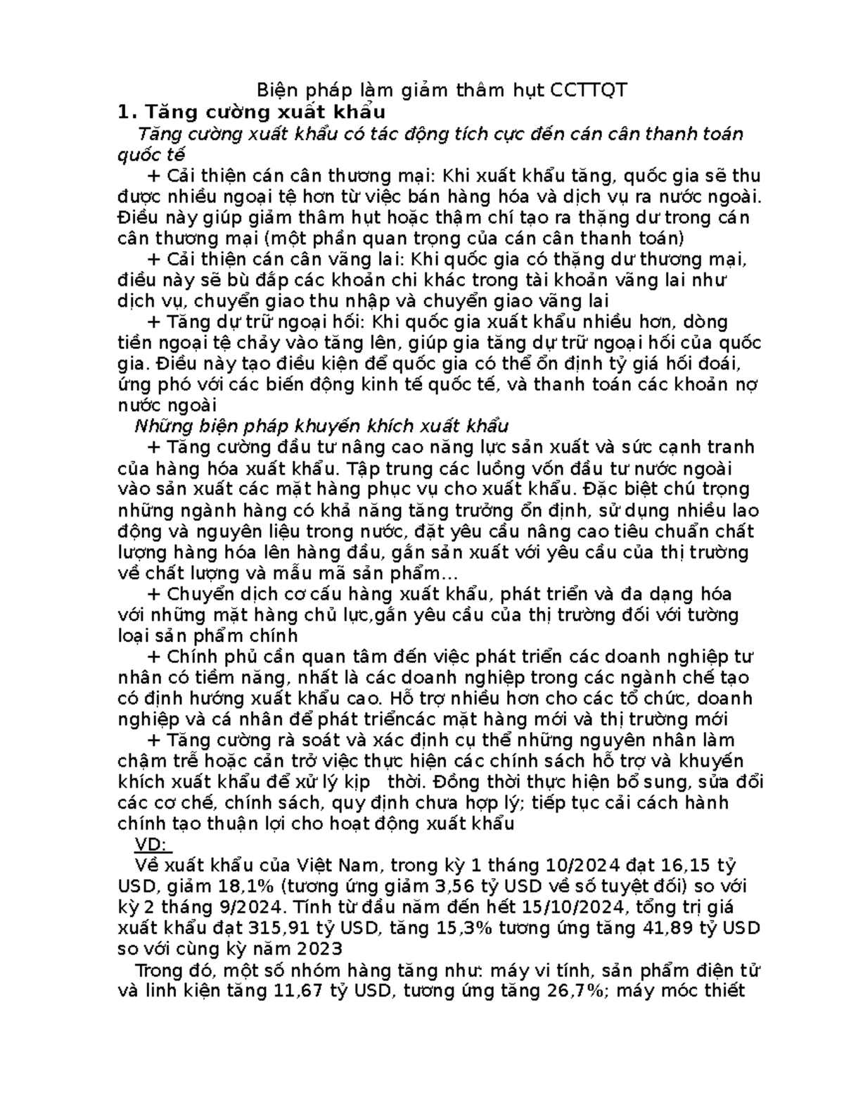 Biện pháp làm giảm thâm hụt Ccttqt - Biện pháp làm giảm thâm hụt CCTTQT ...