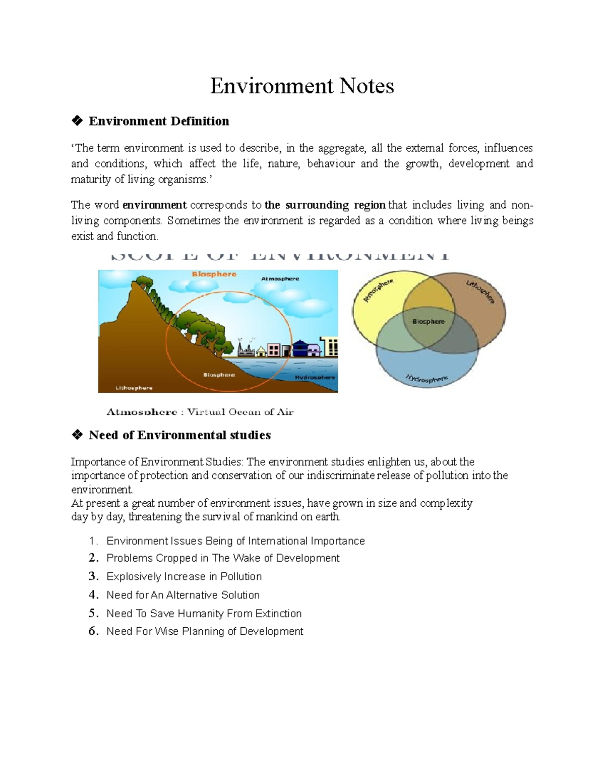 Chapter 1 - Environment Notes Environment Definition ‘The term ...