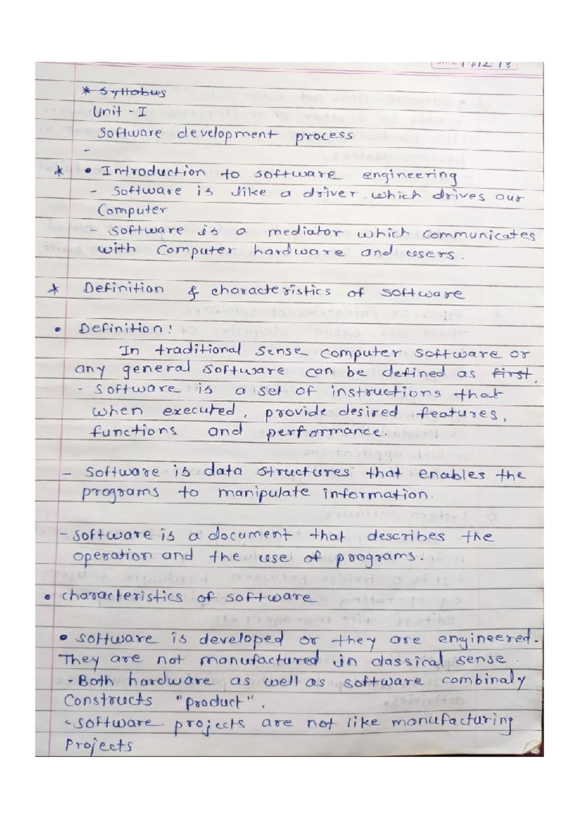 Software Engineering Unit-1 Notes In handwriting IMP 💯 - Computer ...