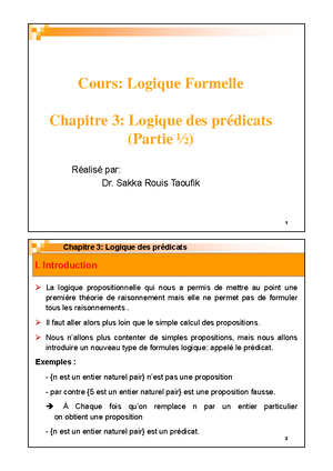 TD 1 - TD sur les logique formelle - 1 I NSTITUT S UPERIEUR DES S ...