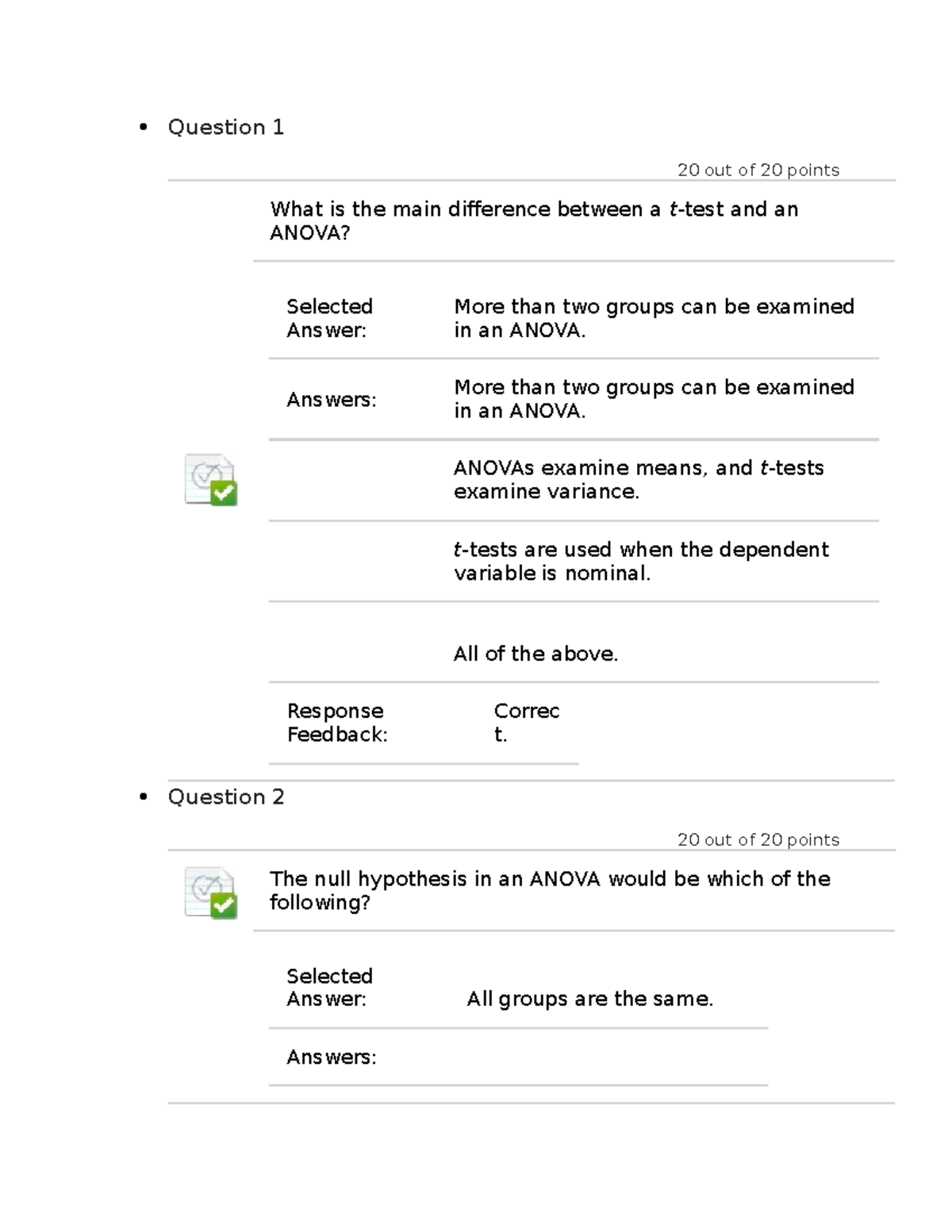 PSY 7864 Week 7 Quiz 1 Quiz Question 1 20 Out Of 20 Points What Is