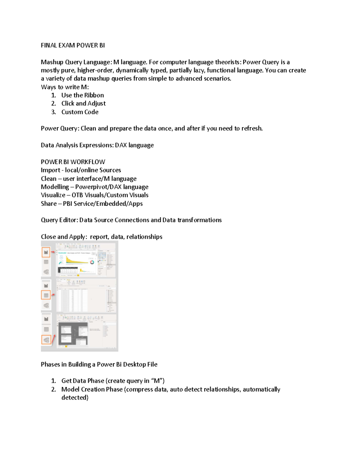 Power Bi Final - FINAL EXAM POWER BI Mashup Query Language: M language ...