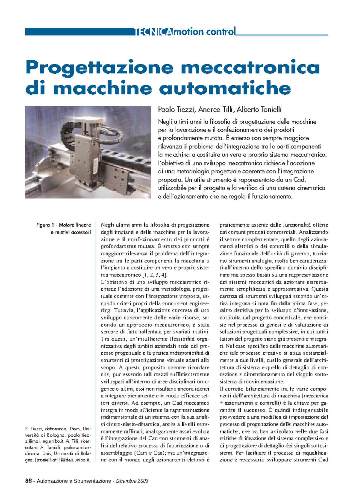 Approfondimenti - TECNICA motion control Progettazione meccatronica di ...