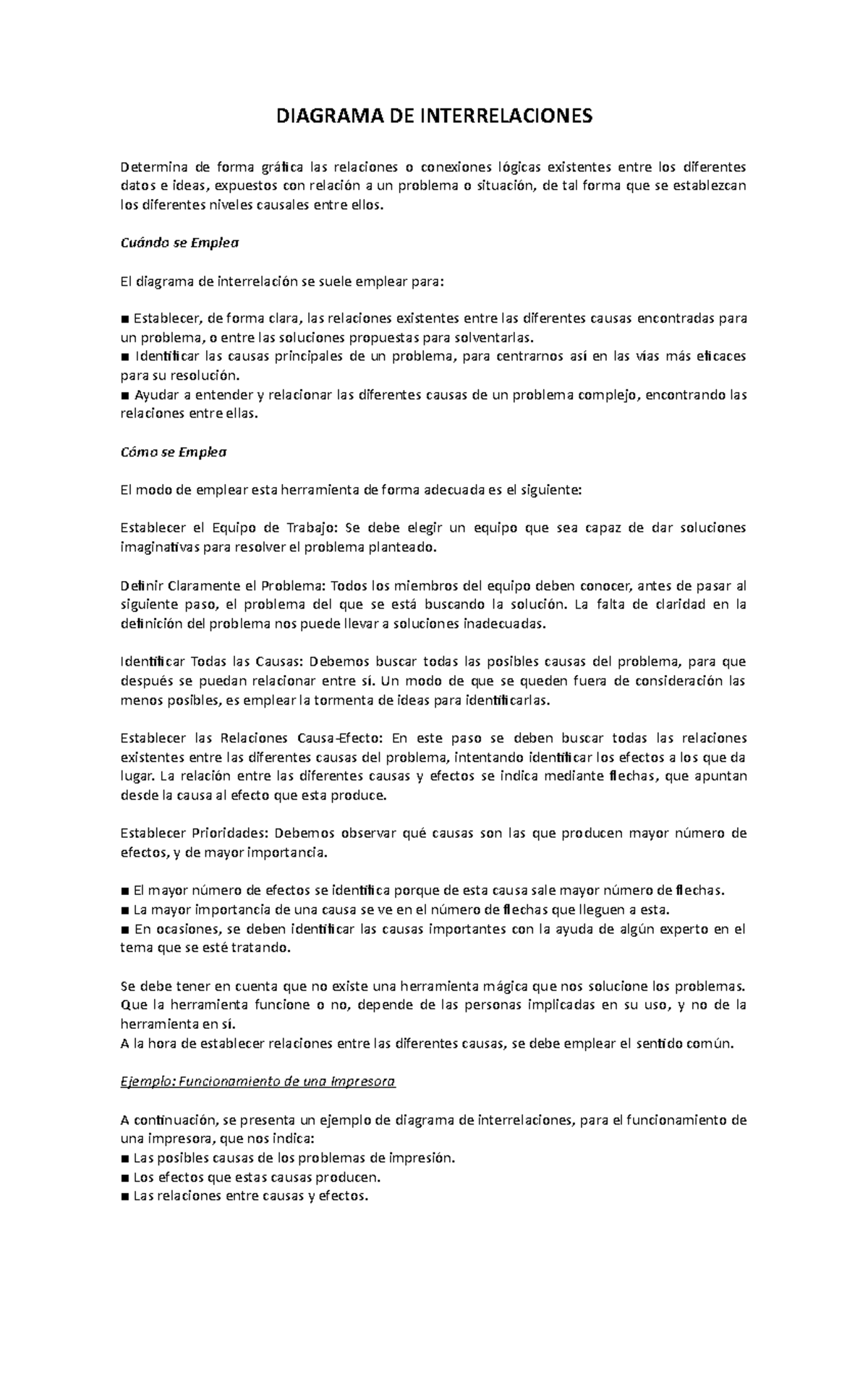Diagrama de Interrelaciones - DIAGRAMA DE INTERRELACIONES Determina de ...