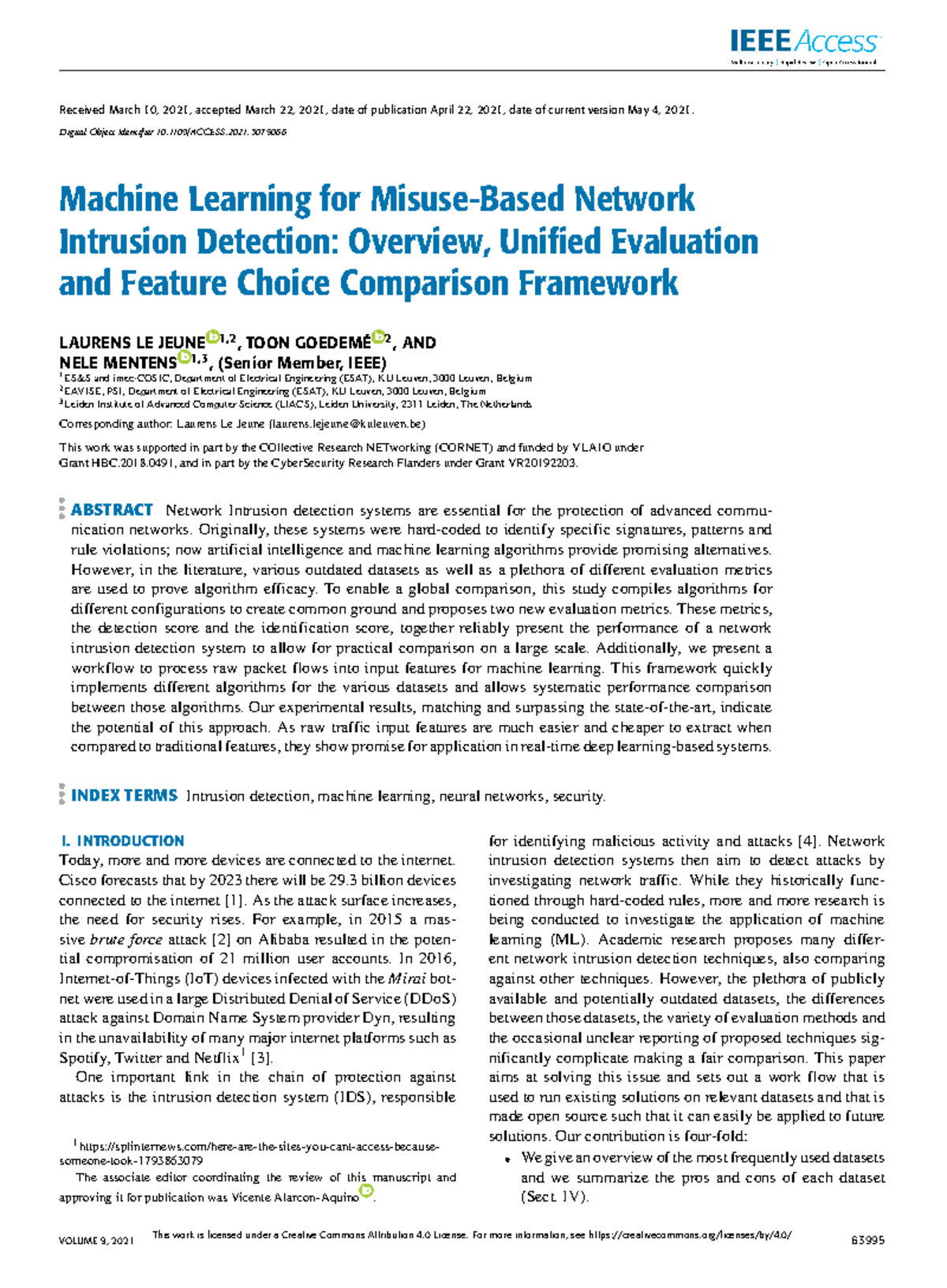 Machine Learning for Misuse-Based Network Intrusion Detection Overview Unified Evaluation and ...
