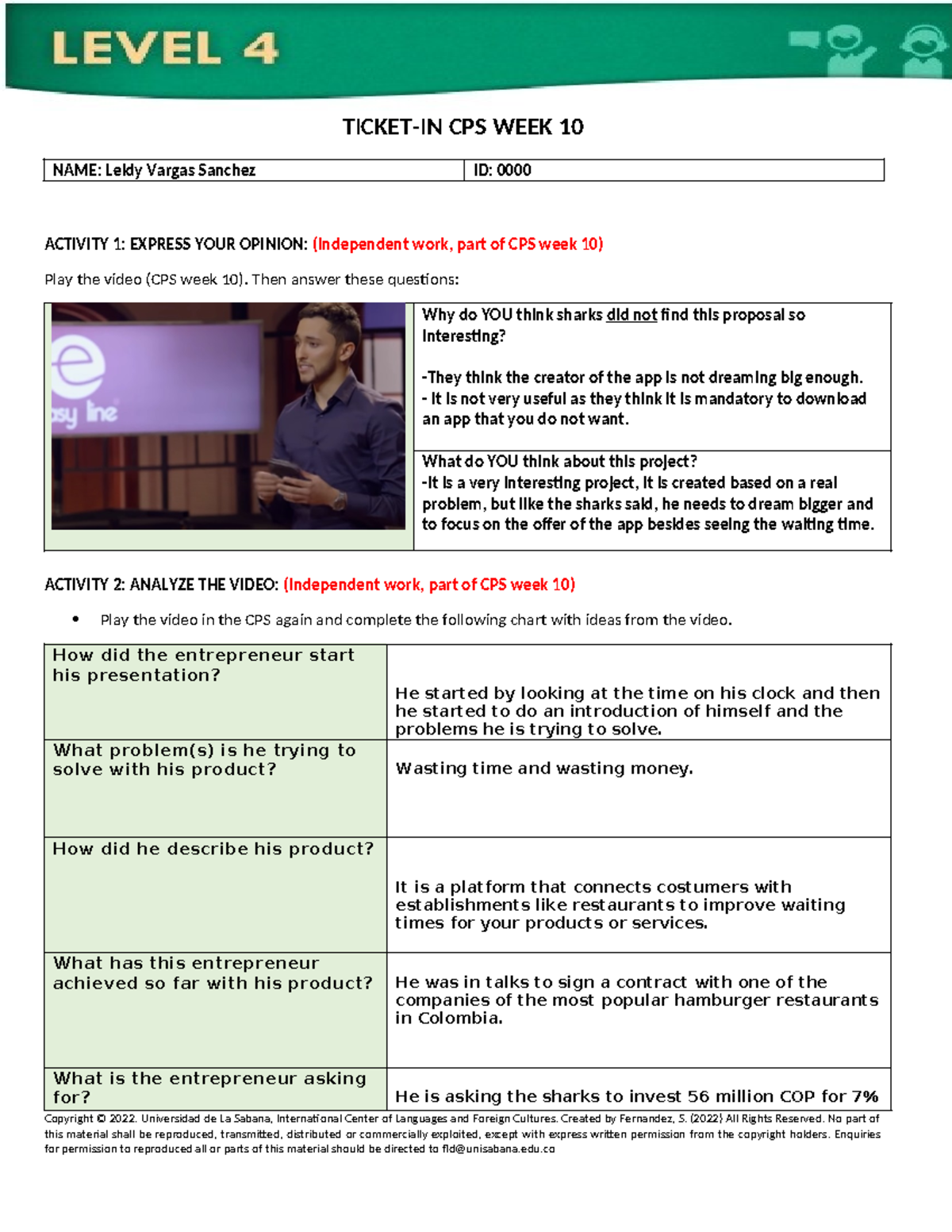 Ticket-IN WEEK 10 - EJERCICIOS DE INGLÉS - TICKET-IN CPS WEEK 10 ACTIVITY 1: EXPRESS YOUR ...