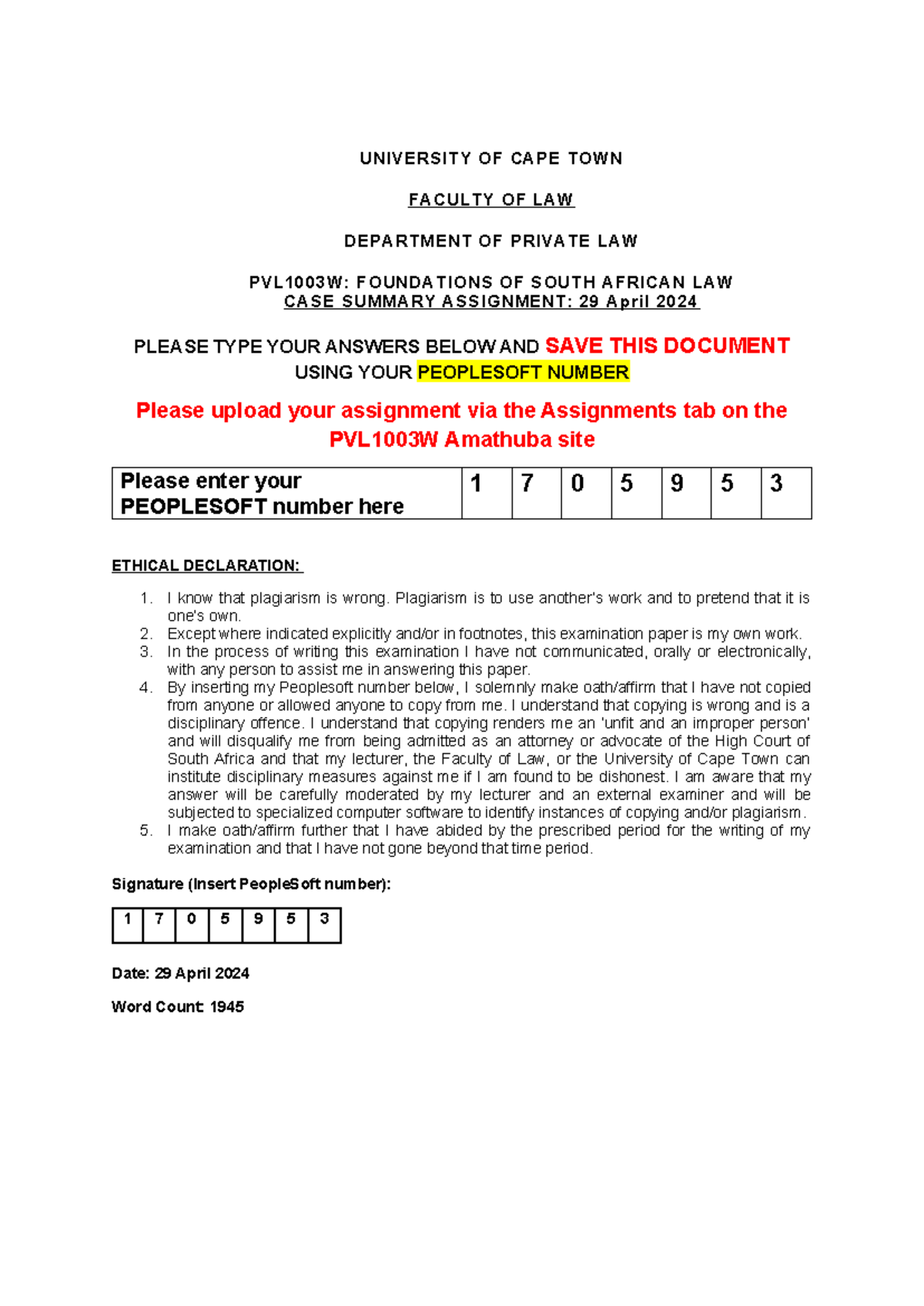 Final 41 FSAL Case Note Assignment - UNIVERSITY OF CAPE TOWN FACULTY OF ...