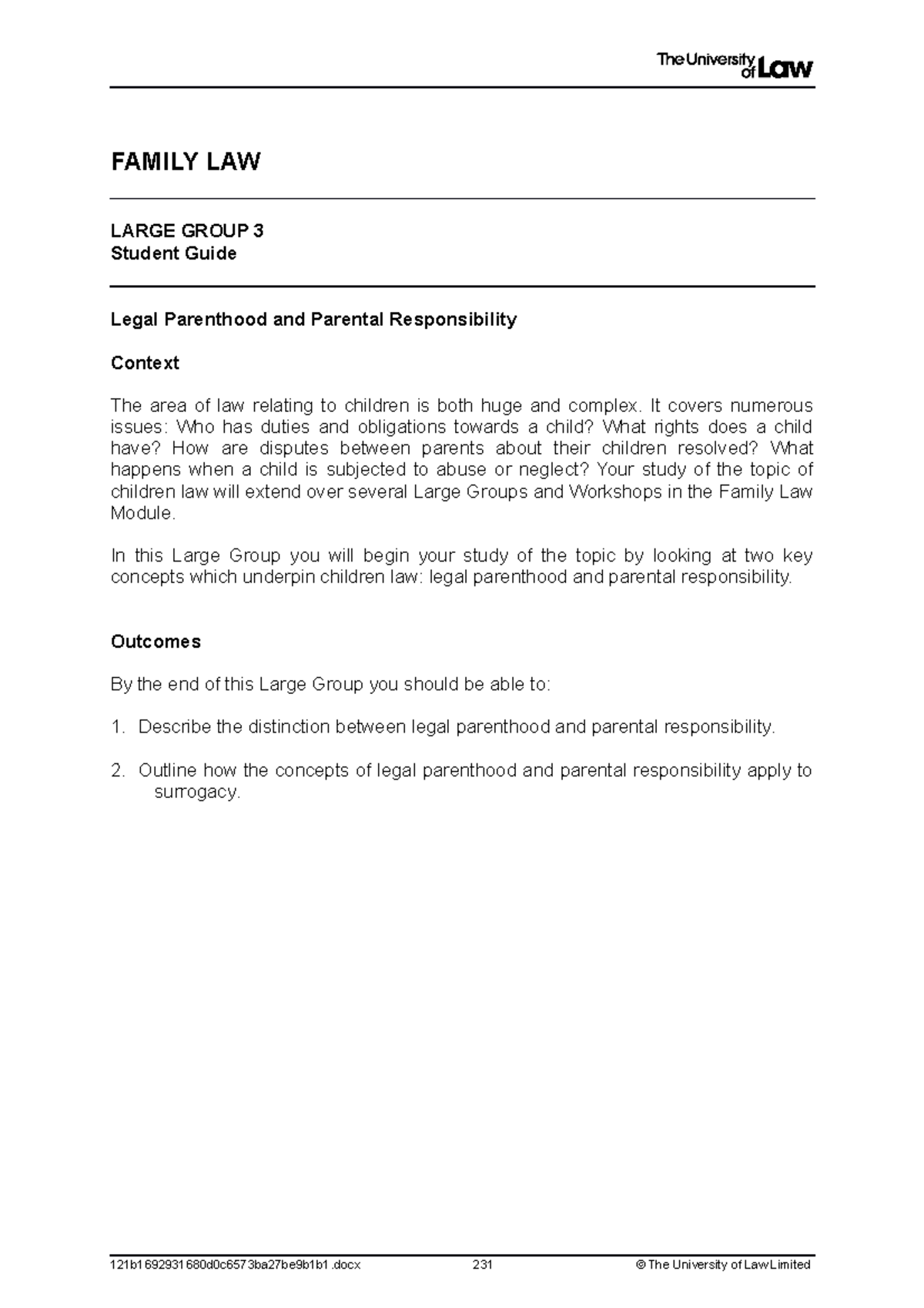 Family Law Large group 3 - FAMILY LAW LARGE GROUP 3 Student Guide Legal ...