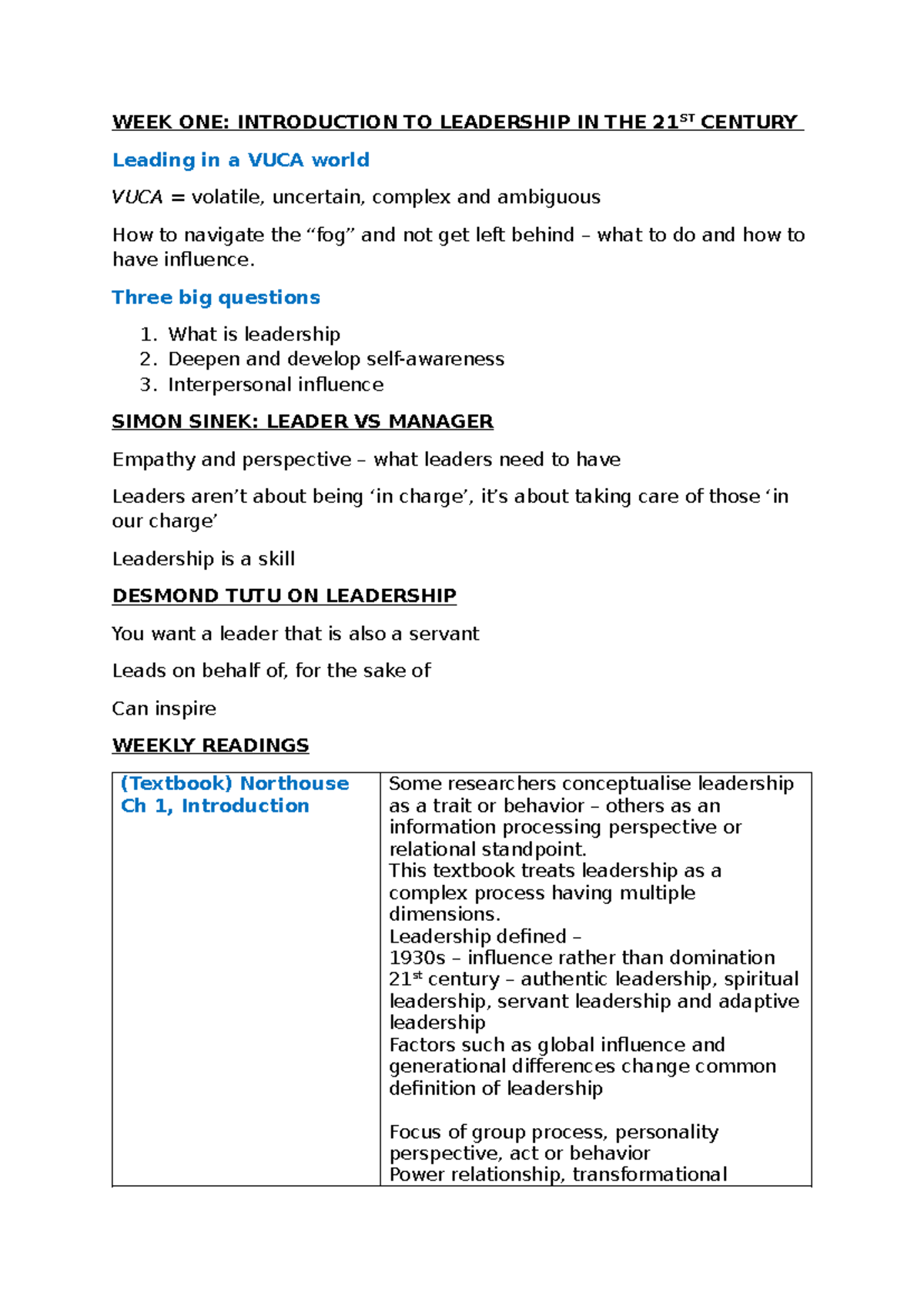 WORK2222 WEEK ONE - week one notes + readings - WEEK ONE: INTRODUCTION ...