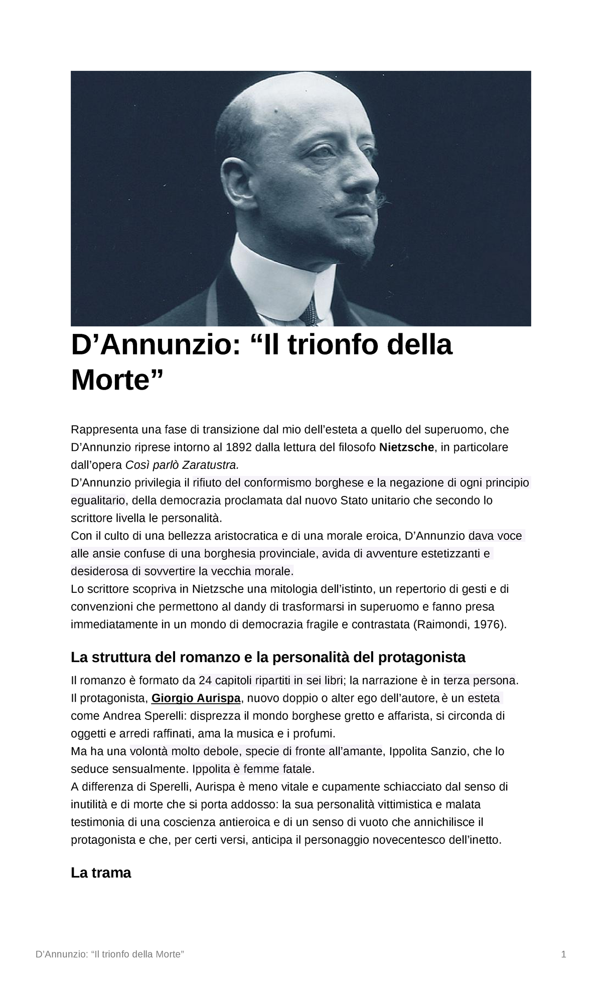 D'Annunzio - Il trionfo della morte - D’Annunzio: “Il trionfo della ...