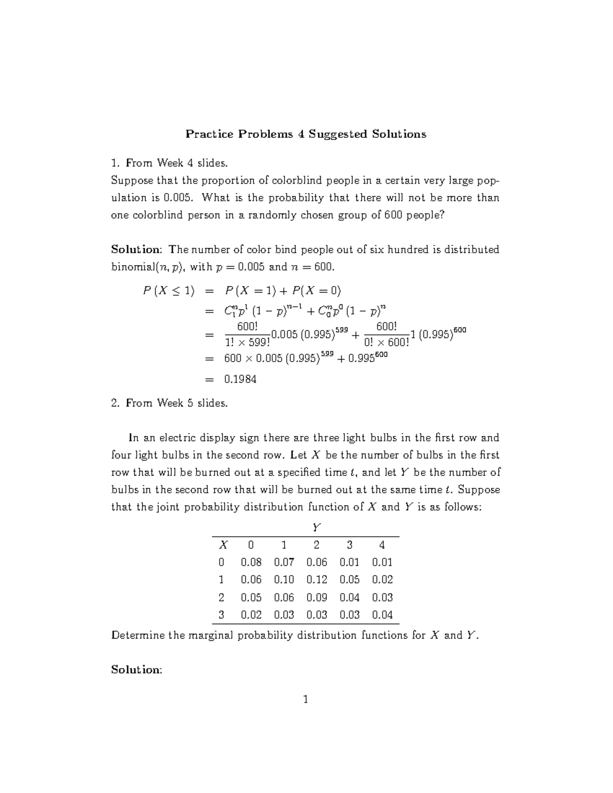 Practice Problems 4 solutions econ0005 - Practice Problems 4 Suggested ...