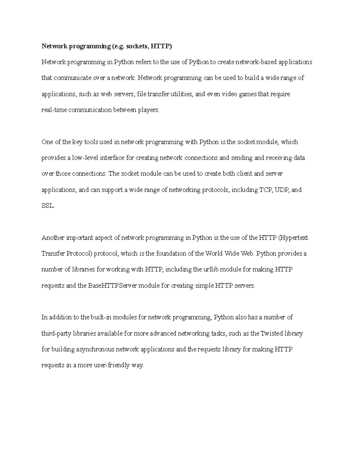 Python Learning CP104 (Week 4) - Network programming (e. sockets, HTTP) Network programming in ...