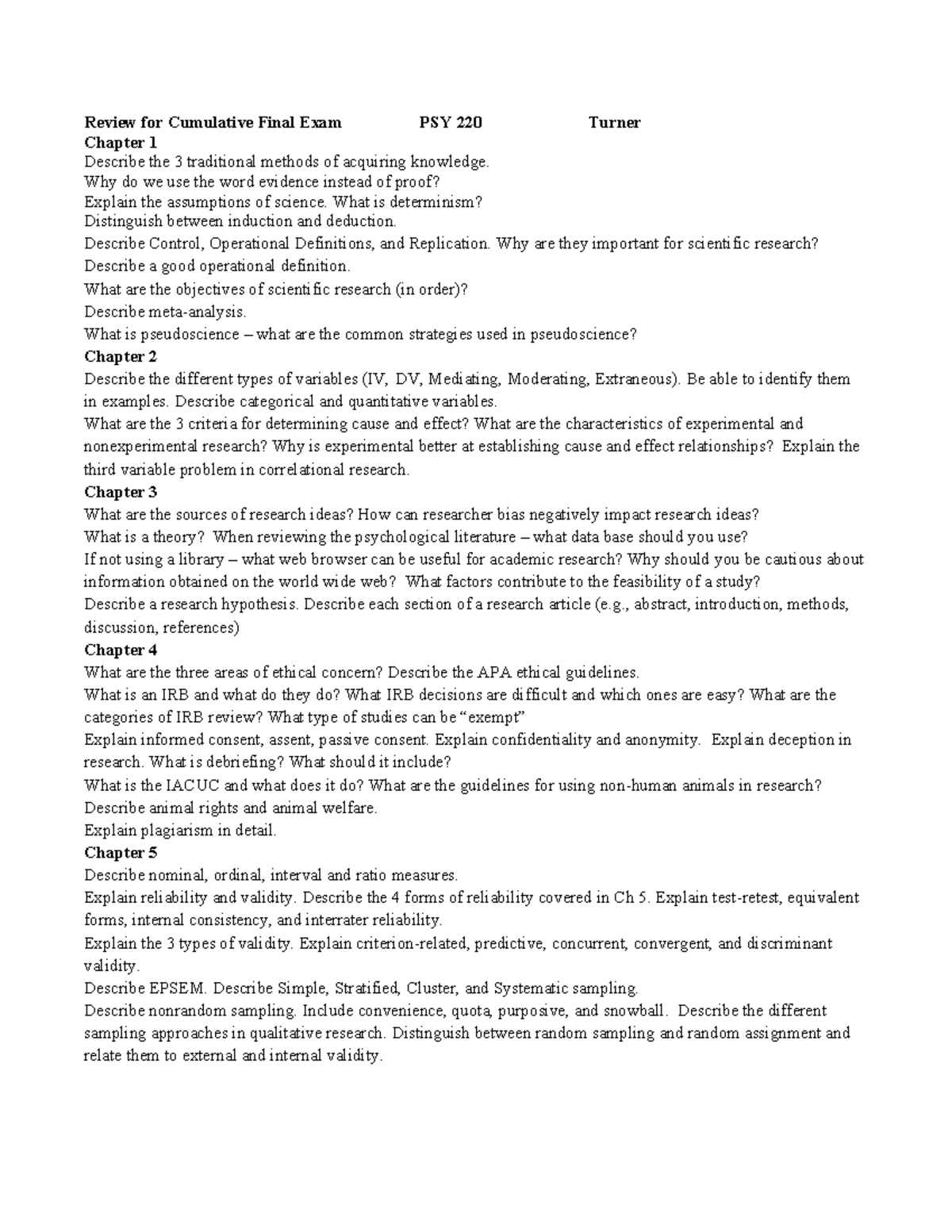 220finalreview 2024 - study guide psy 220 - Review for Cumulative Final ...