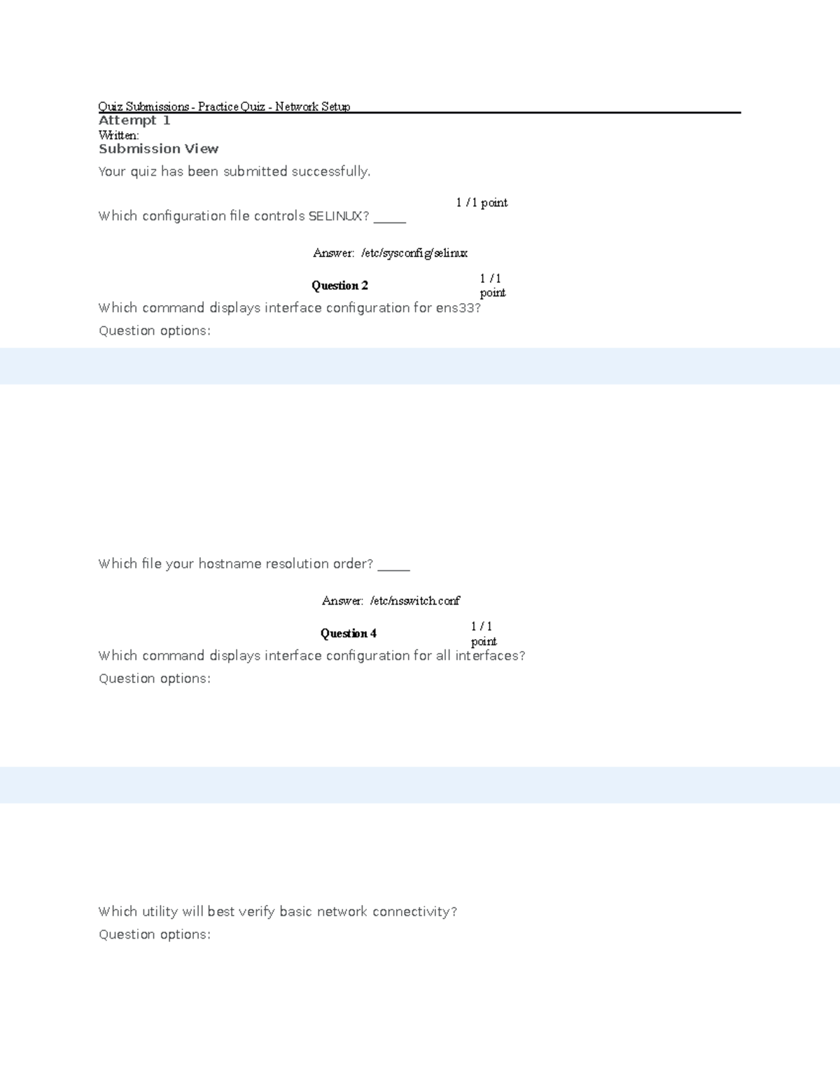 Practice Quiz - Network Setup - Quiz Submissions - Practice Quiz ...