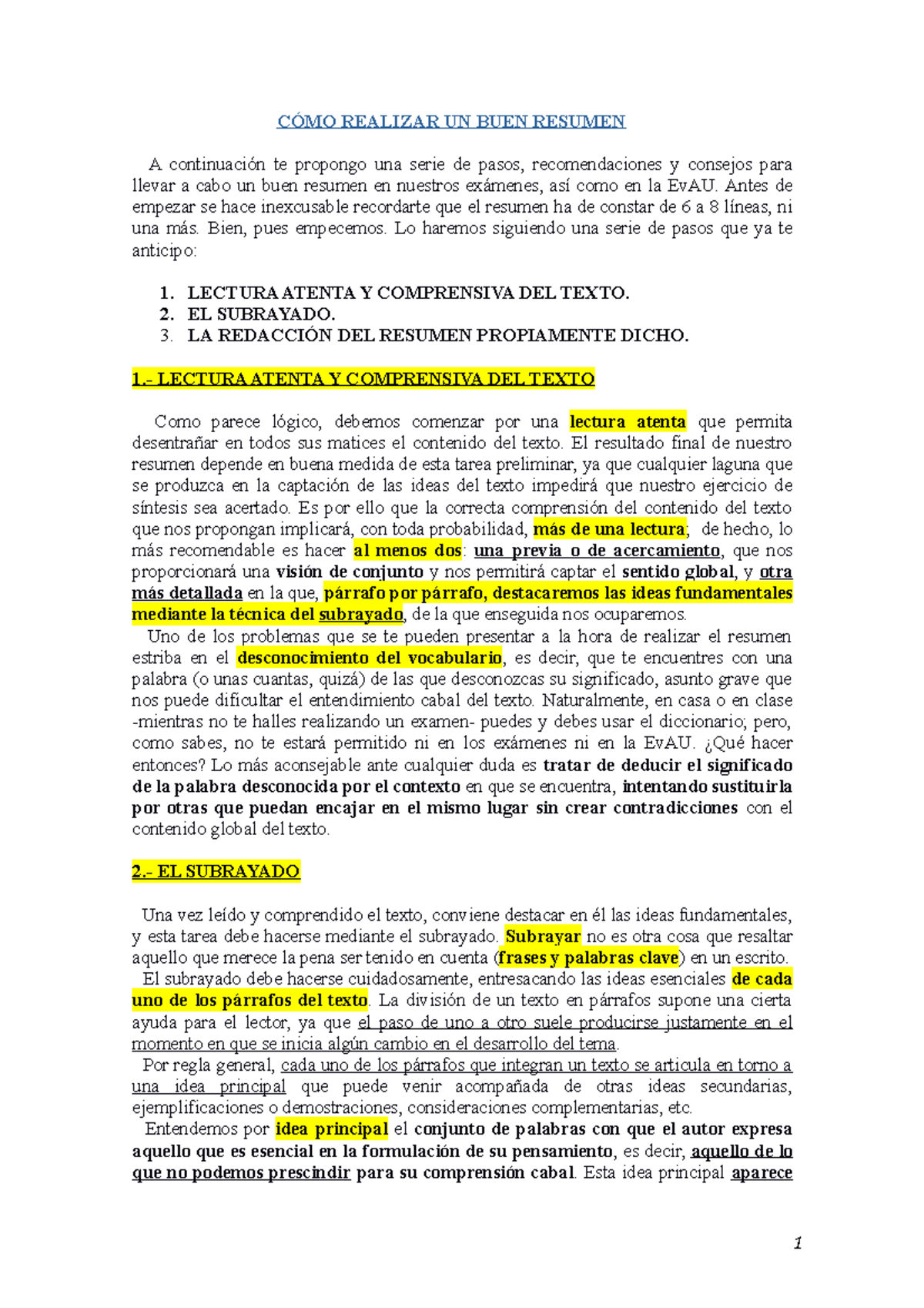 CÓMO Realizar UN BUEN Resumen (I) - CÓMO REALIZAR UN BUEN RESUMEN A ...