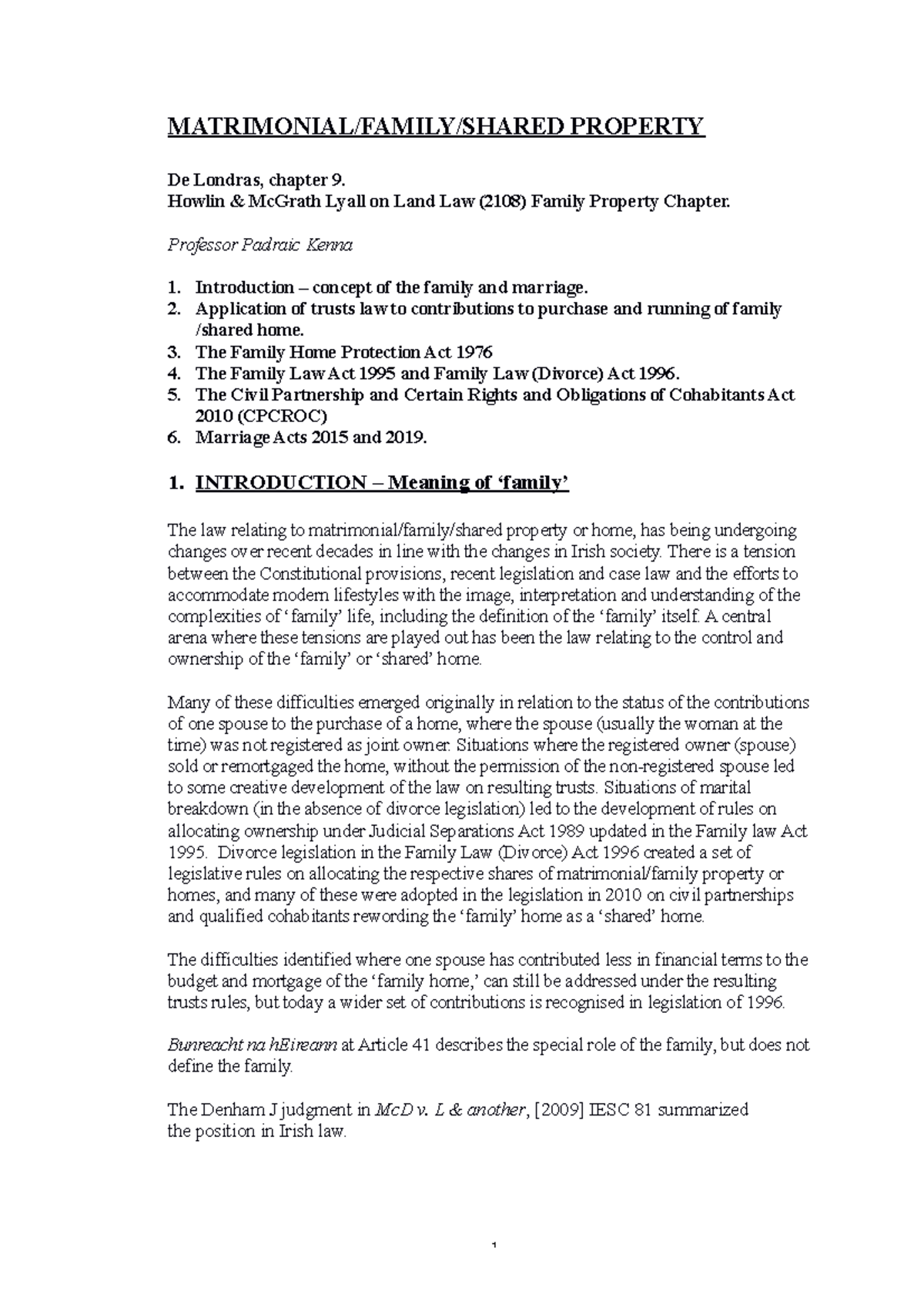 2022 Family and Shared Property Materials - MATRIMONIAL/FAMILY/SHARED ...