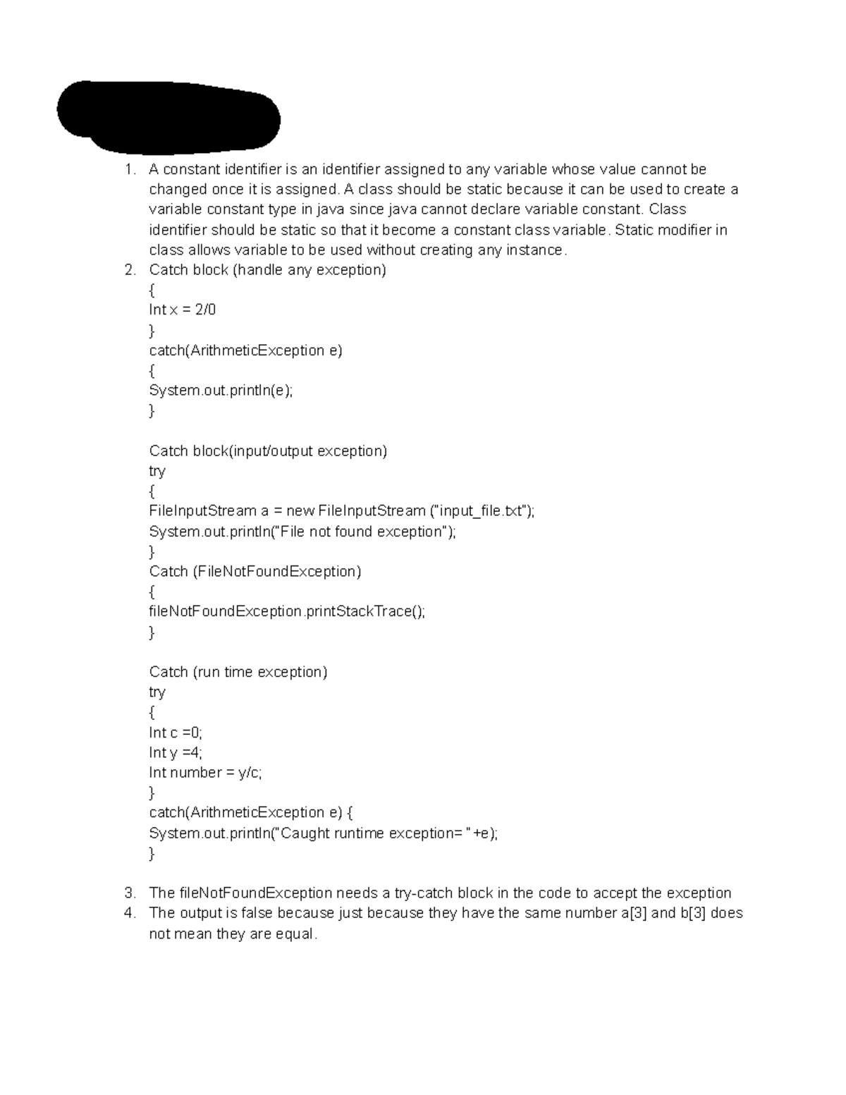 Identifier note - Halimat Popoola HW Ch. A constant identifier is an ...