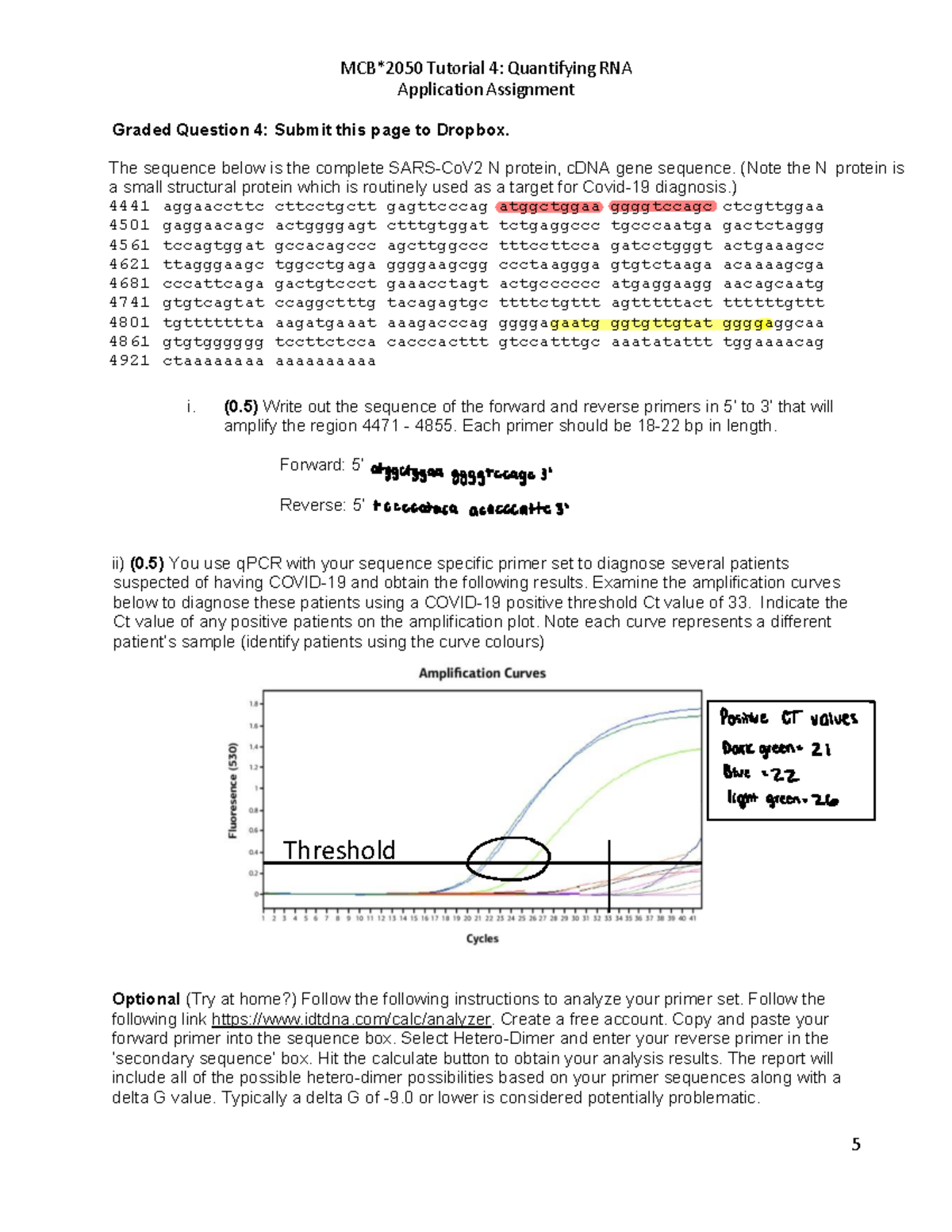 Tutorial 2 Seminar Assignment - 5 MCB*2050 Tutorial 4: Quantifying RNA Application Assignment ...