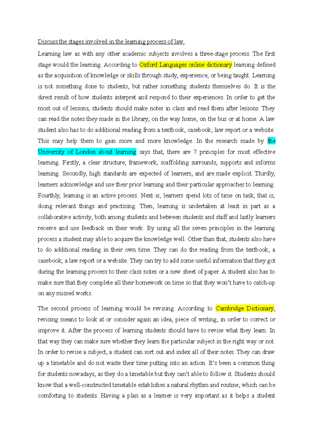 the stages involved in the learning process of law - Learning law as ...