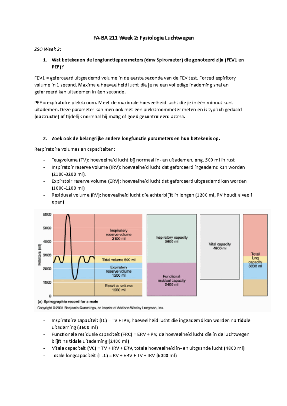 FA-BA211 Week 2 - Fysiologie Luchtwegen - FA-BA 211 Week 2: Fysiologie ...