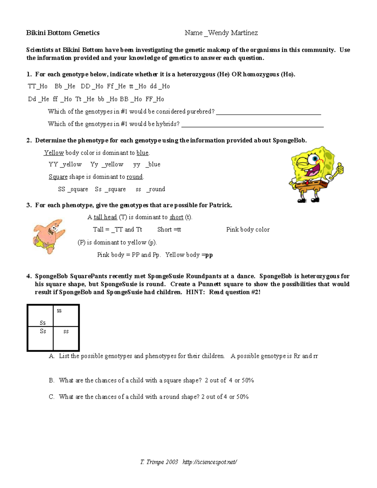 Spongebob+Genetics - hw for units and complete by the end of each exam ...
