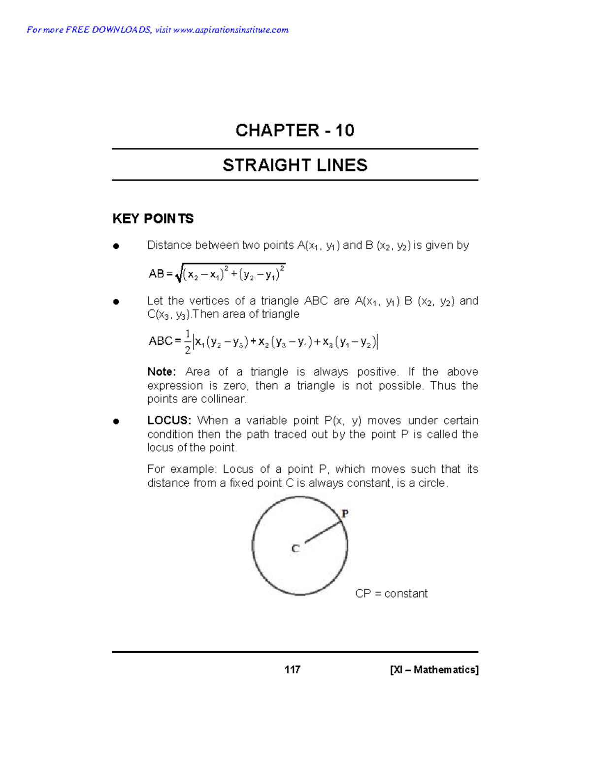 11 Maths Straight Lines Notes Assignments - CHAPTER - 10 STRAIGHT LINES ...