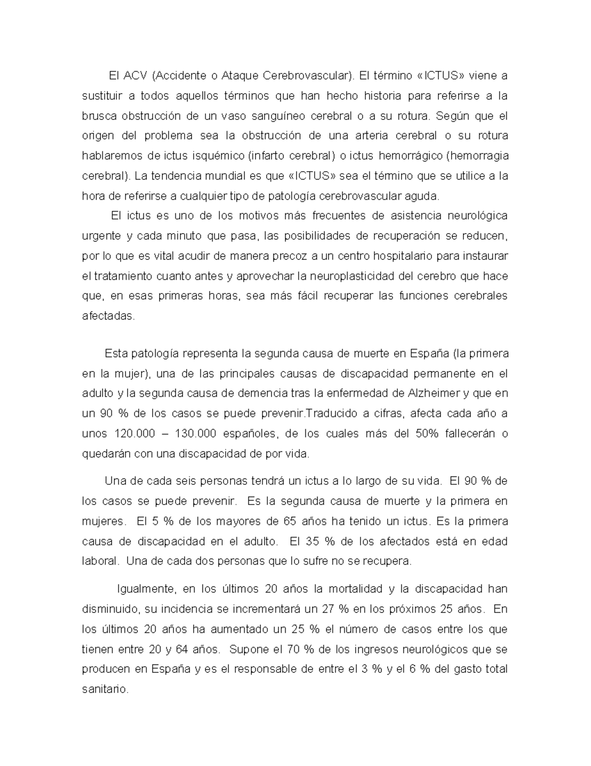 El ACV - resumen de la enfermedad - El ACV (Accidente o Ataque ...