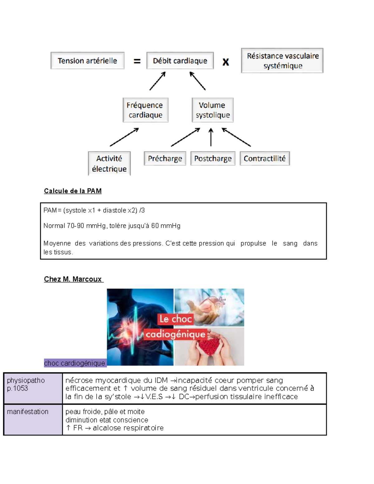 M Marcoux suite et M. Morin - Calcule de la PAM PAM= (systole x1 ...