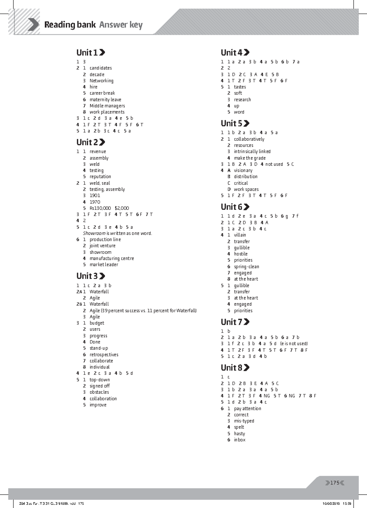 B1 Reading bank answer key - 175 Reading bank Unit 1 1 3 2 1 candidates ...