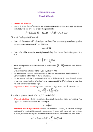 Résumé Chapitre 3 Dynamique Physique 1 - Résumé de dynamique du point ...