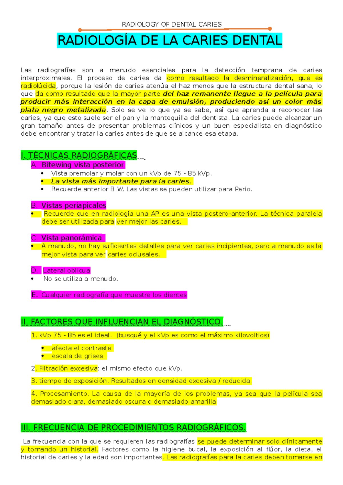 Radiologia DE Caries - RADIOLOGY OF DENTAL CARIES DE LA CARIES DENTAL ...