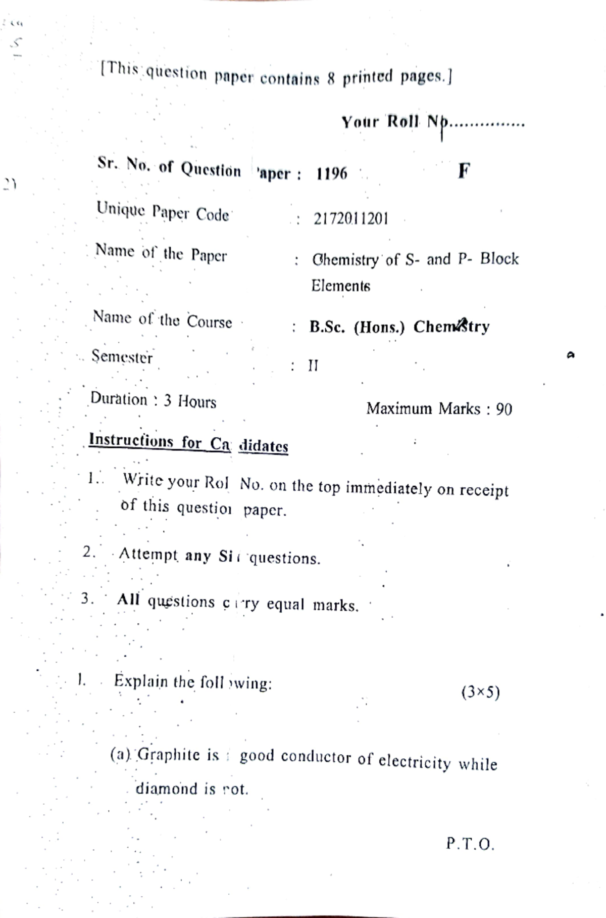 Chemistry-June-2023 - Pyq du - B.Sc.(H) Chemistry - Studocu