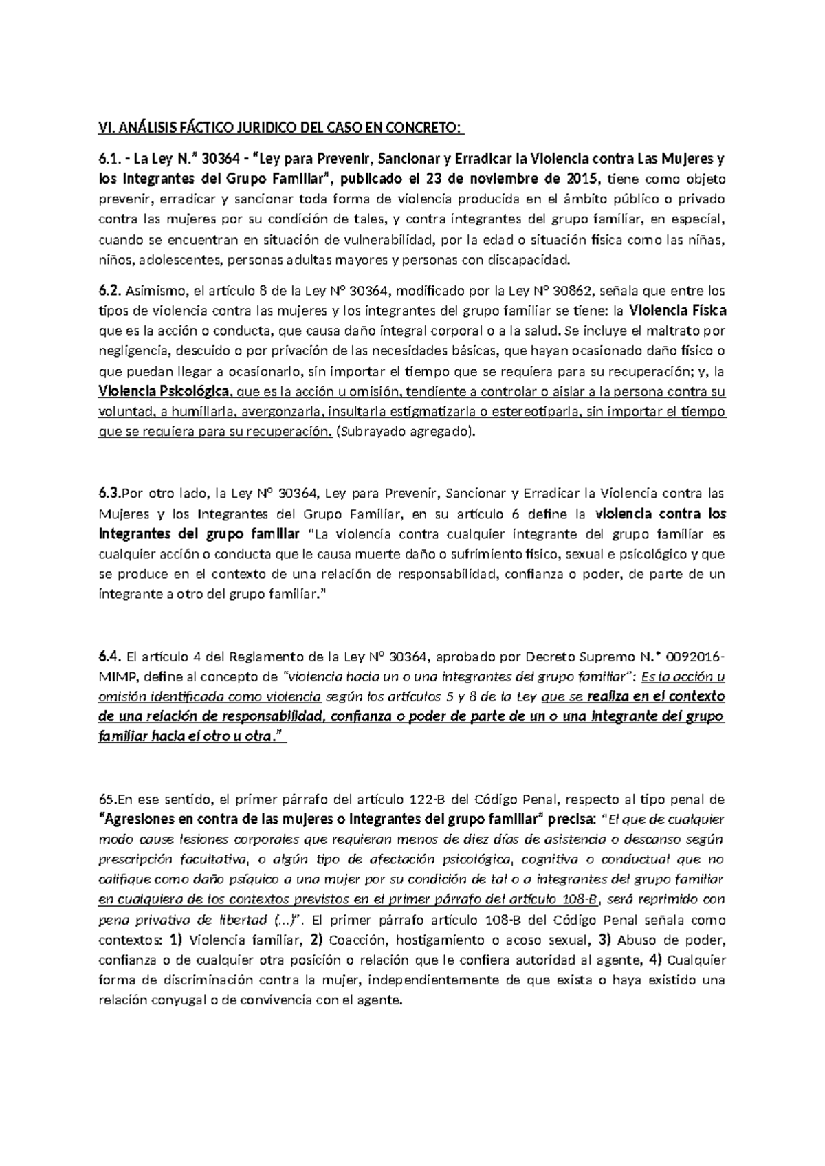 Analisis factico - VI. ANÁLISIS FÁCTICO JURIDICO DEL CASO EN CONCRETO ...