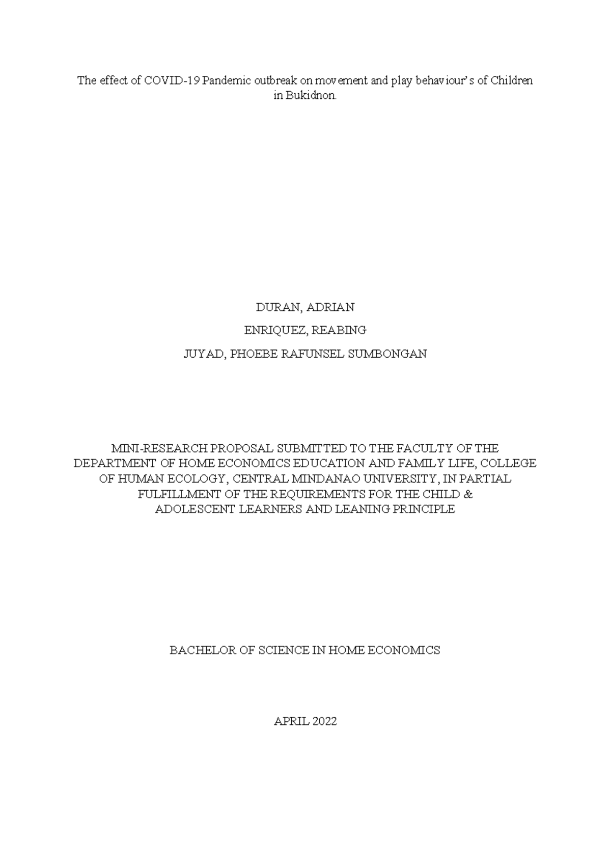 Research - The effect of COVID-19 Pandemic outbreak on movement and ...