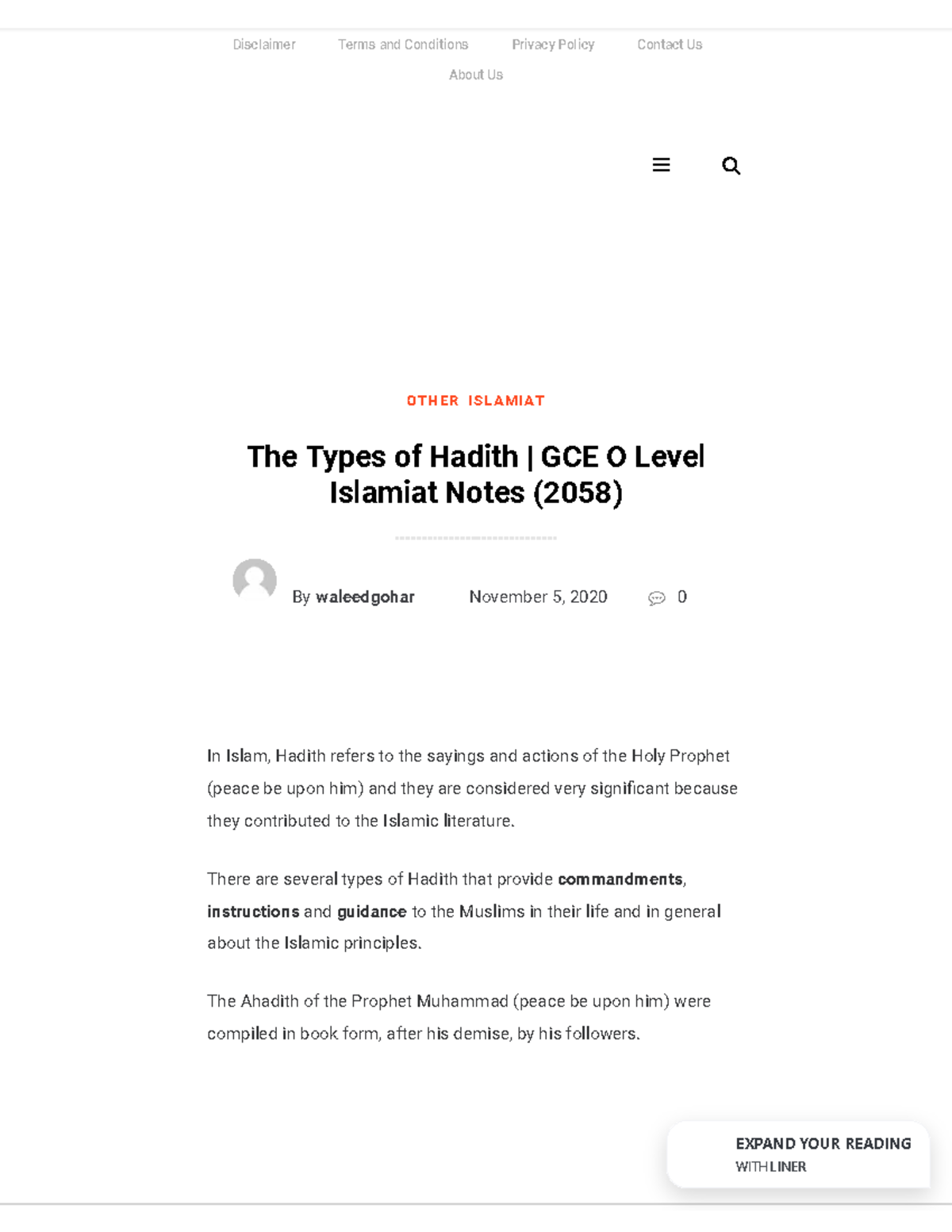 The Types of Hadith GCE O Level Islamiat Notes (2058) - The Types of ...