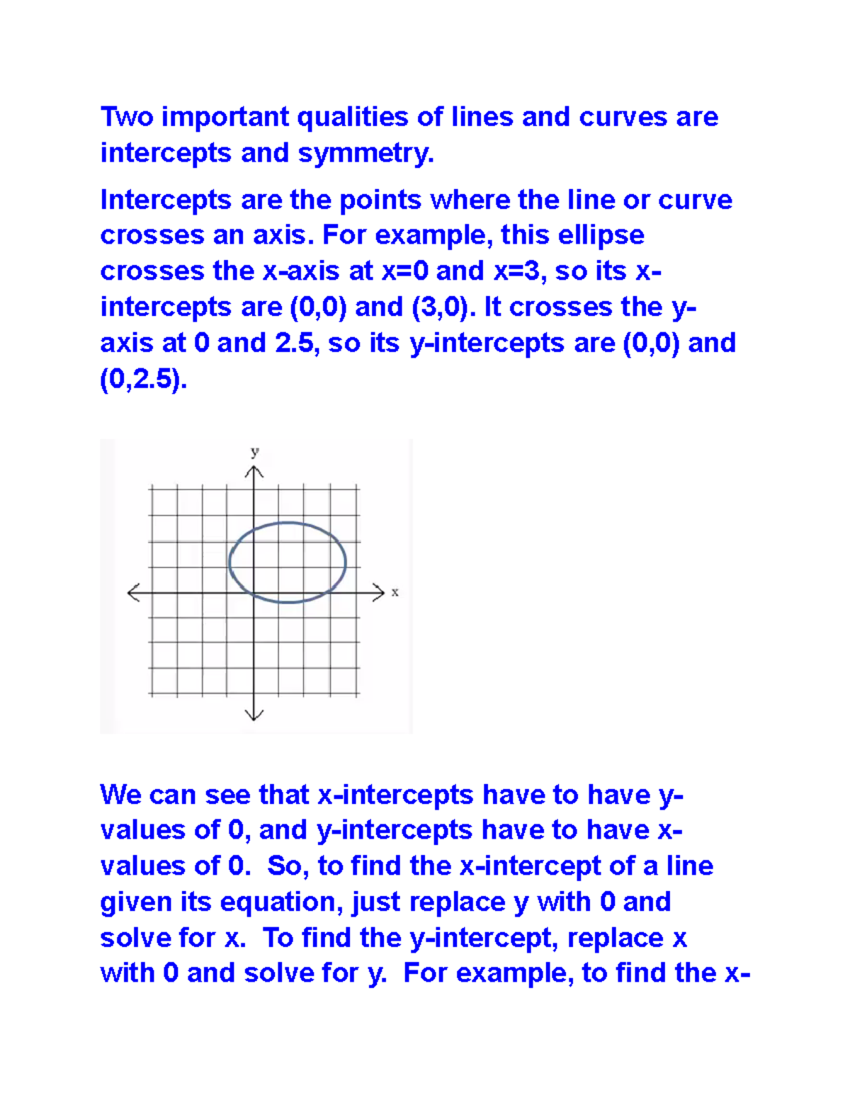 Intercepts and Symmetry - Two important qualities of lines and curves ...