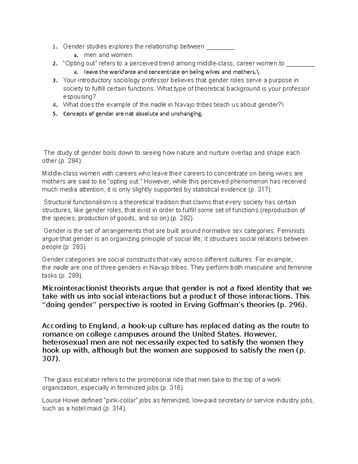 Sociology study guide - Gender studies explores the relationship ...