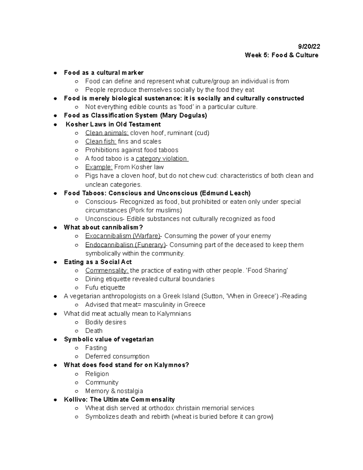 Week 5Food Culture - food - 9/20/ Week 5: Food & Culture Food as a ...