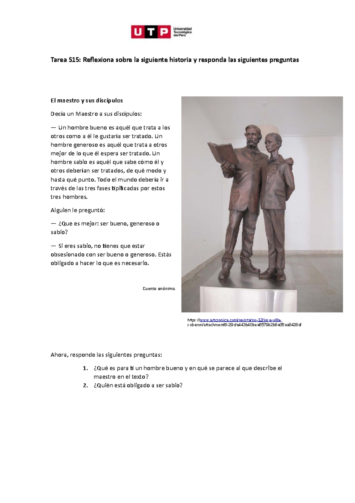Tarea S15 El maestro y sus discípulos-1 - Tarea S15: Reflexiona sobre ...