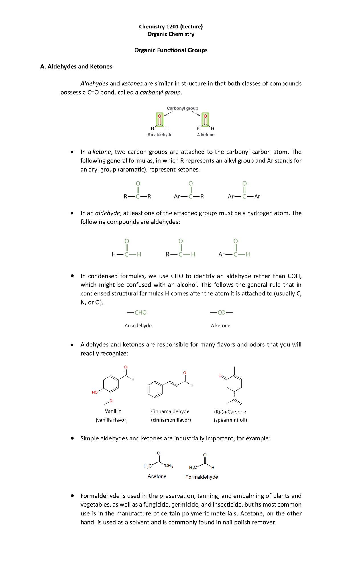Aldehydes and ketones - Chemistry 1201 (Lecture) Organic Chemistry ...