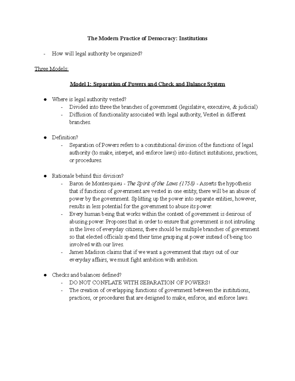 Contemporary Democratic Theory - Institutions of Democracy - The Modern ...